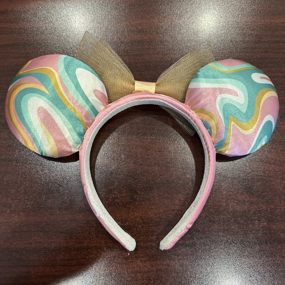 Disney Parks Minnie Mouse Swirl Multi Color 70's Disco Ears Headband ...