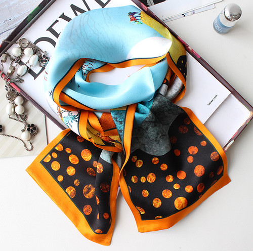 100% Silk Mulberry withered tree Print Neckerchief Shawl Bandanna Scarf ...