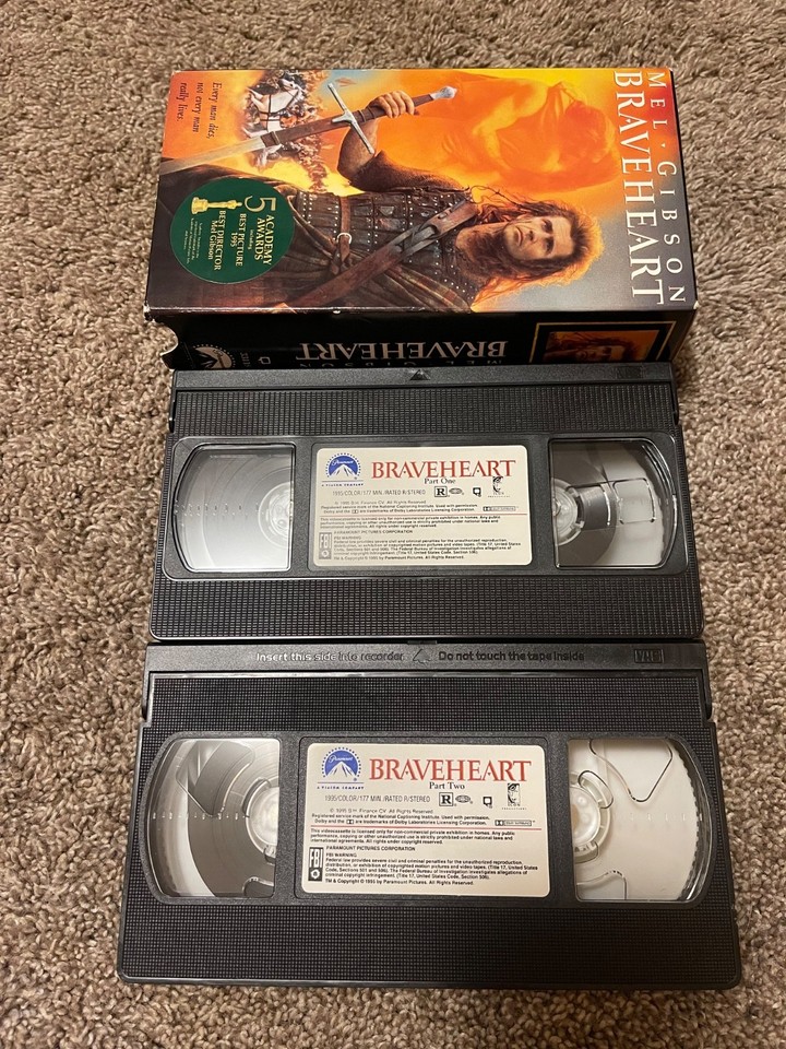 Braveheart (VHS 1995 2-Tape Set Rated R) Paramount Pictures Mel Gibson ...