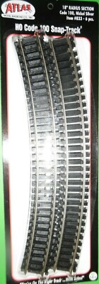 ATLAS (HO-Scale) #831 Code 100 Snap Track - 15" Curve Black Ties (Pkg 6 ...