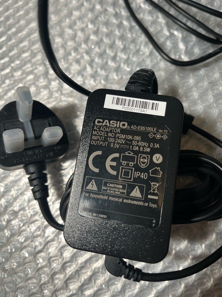 Genuine Casio 9.5V AD-E95100LE Keyboard Power Supply AC Adapter Mains ...