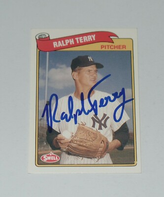 RALPH TERRY SIGNED AUTO'D 1989 SWELL BASEBALL GREATS CARD #31 NEW YORK ...