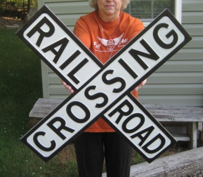 30" x 30" Metal Railroad Crossing Sign Man Cave Train Décor Man Cave | eBay