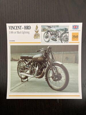 CARTE FICHE MOTO collection ATLAS VINCENT HRD 1000 CM3 BLACK LIGHTNING ...