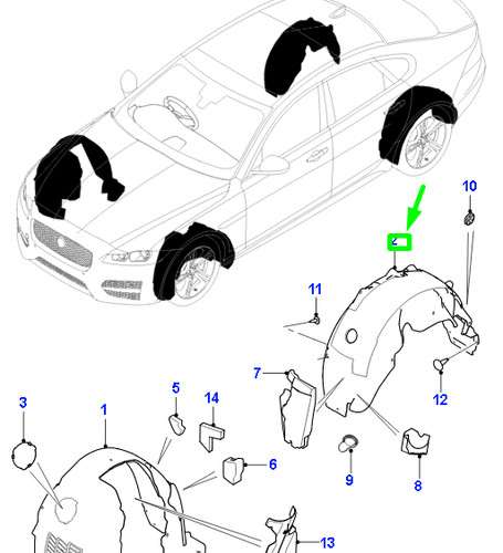 NEW JAGUAR XF X260 REAR LEFT WHEEL HOUSING LINER T2H26949 ORIGINAL | eBay