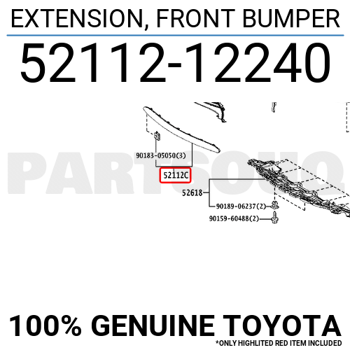 5211212240 Genuine Toyota EXTENSION, FRONT BUMPER 52112-12240 | eBay