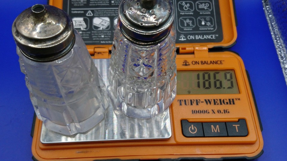 1910 Antique English Sterling Silver Salt & Pepper Potts. Free UK P&P ...