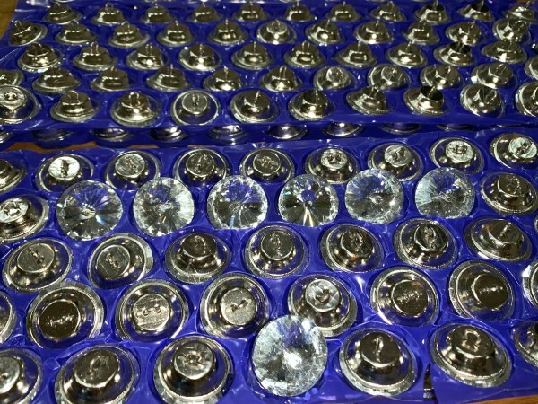 Crystal Glass Wire Eye Buttons, excellent for headboard. PINK & CLEAR ...