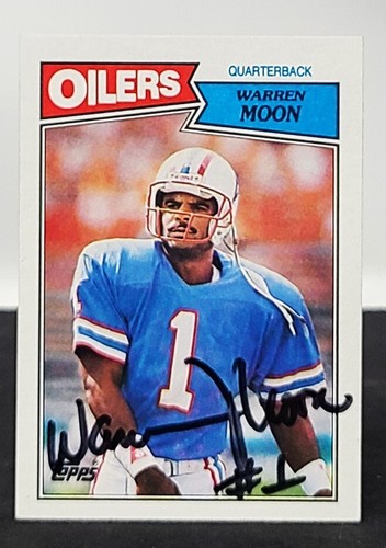 WARREN MOON Signed Autographed 1987 Topps Football Card #307 Houston ...