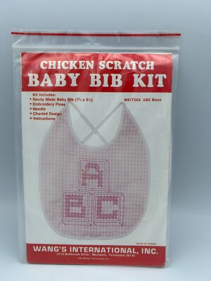 Chicken Scratch Baby Bib Kit WKIT066 Pink Learning ABC Blocks VTG 80s ...