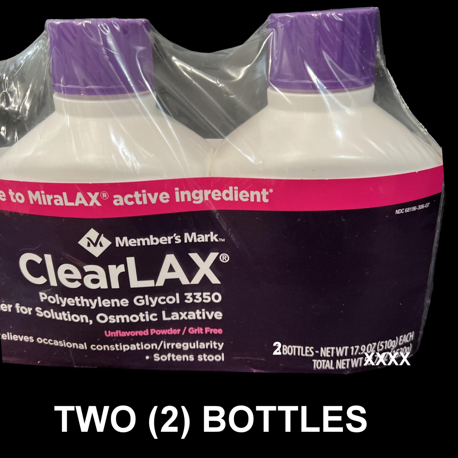 TWO Members Mark ClearLAX 510g Osmotic Laxative Constipation Treatment ...