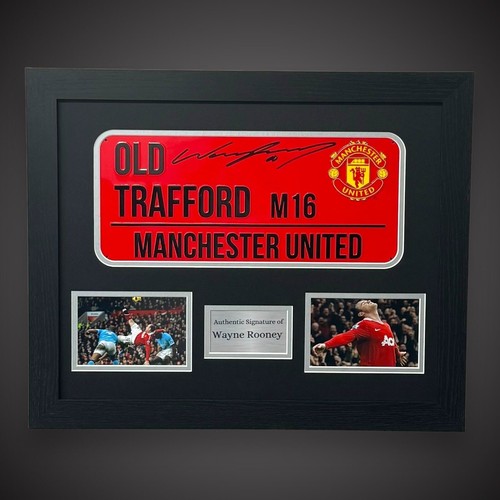 Wayne Rooney Signed And Framed Manchester United Old Trafford Street ...