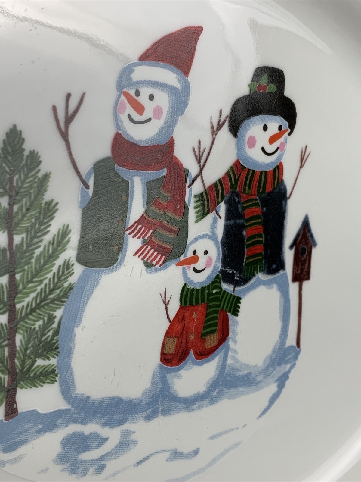 GEi Design Corp Christmas Snowman Platter Holly Berries White Red 14" X ...
