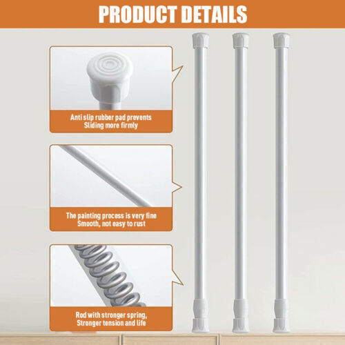 Telescopic Net Curtain Tension Rod Pole Rods Rail Extendable Voile ...