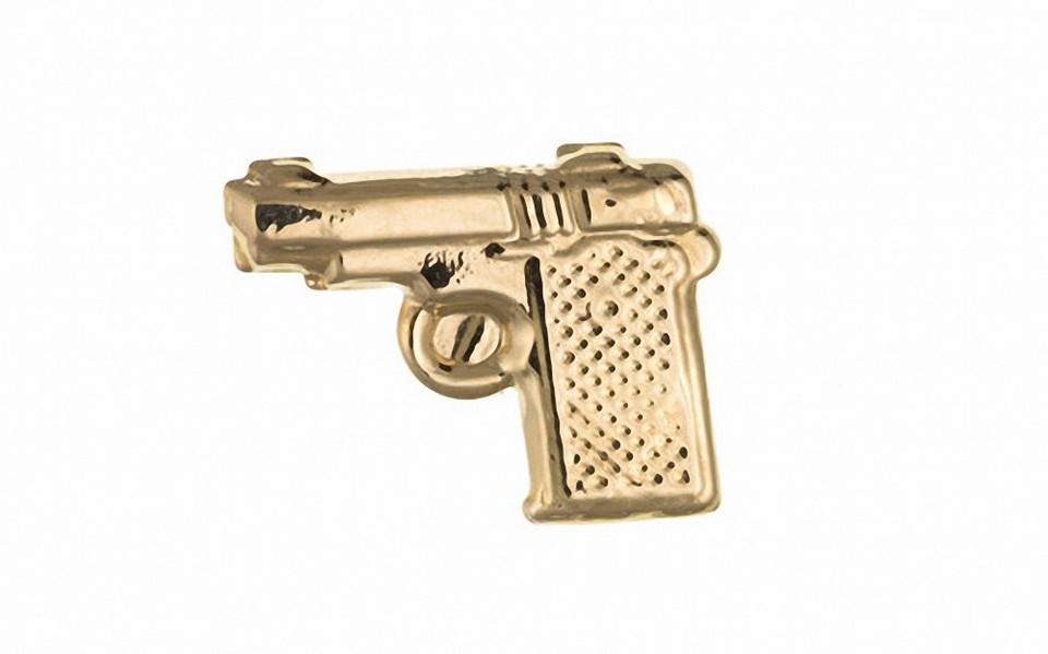 Men's Pistol Gun Earring 9ct Yellow Gold Gents Stud | eBay