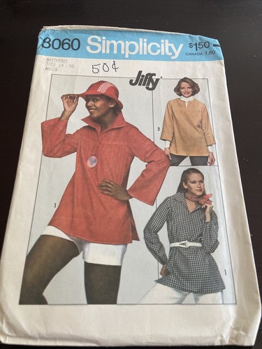 Simplicity 8060 Jiffy Vintage Pattern 14 16 Uncut Pullover Top 1977 ...