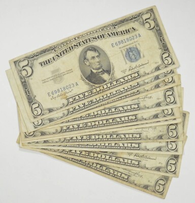 Lot of 10 1953 $5 Silver Certificate US Bank Note Collection Lot | eBay