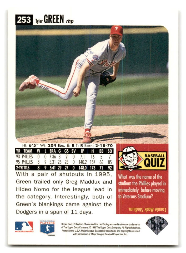 Tyler Green 1996 Collector's Choice Baseball #253 Philadelphia Phillies ...