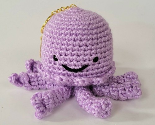 Jellyfish Keyring Keychain Key Ring Amigurumi Handmade Crocheted Purple ...