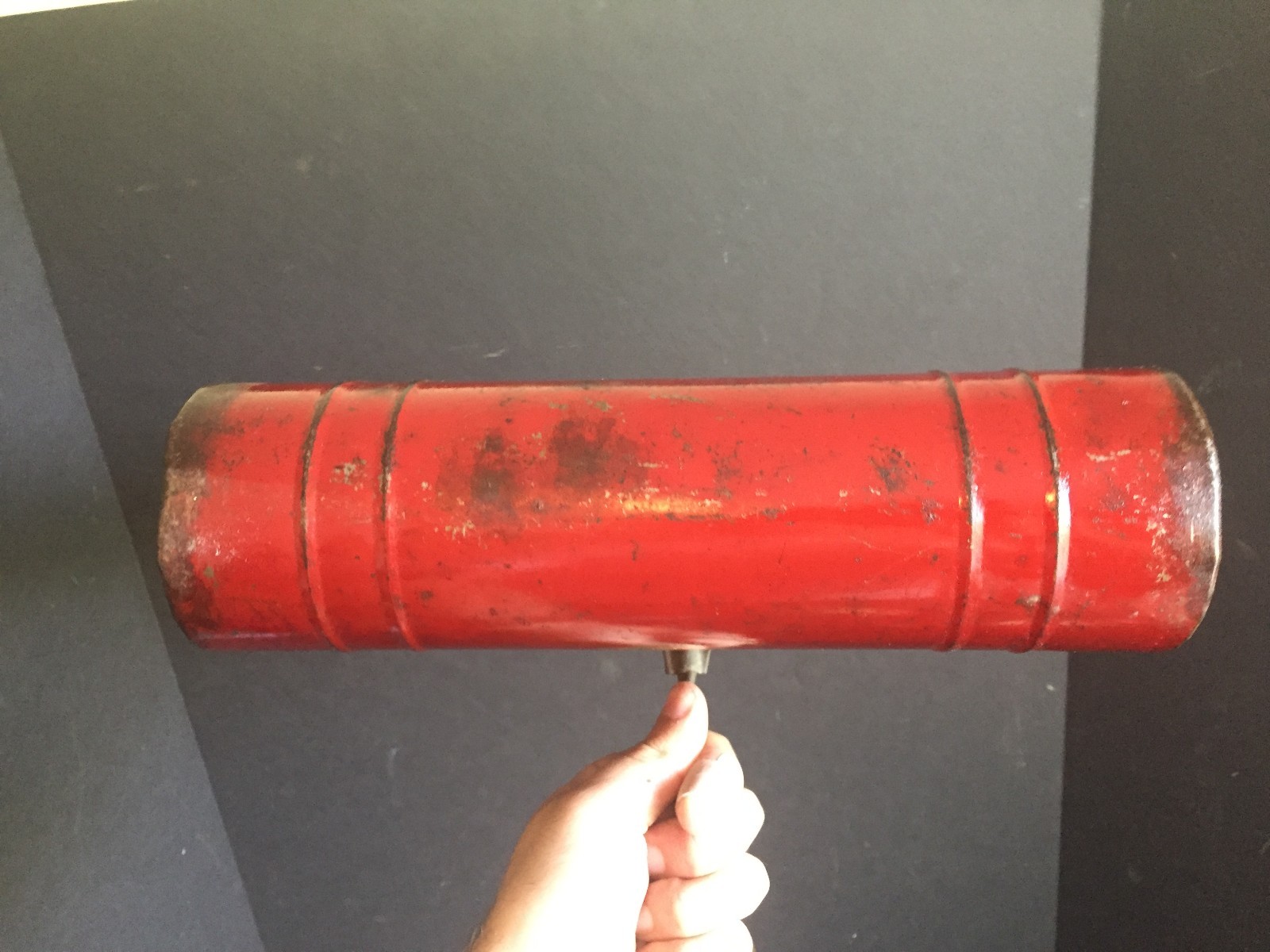 Antique Vintage Delphos Mfg. Co. Metal Dustpan Red w/ Long Twisted ...