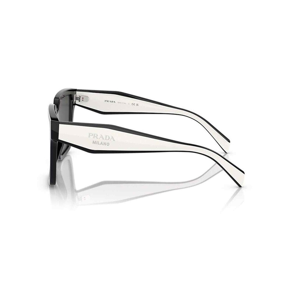 Prada PR 24ZS 1AB5SO Black White Grey Lenses Women Square Sunglasses ...