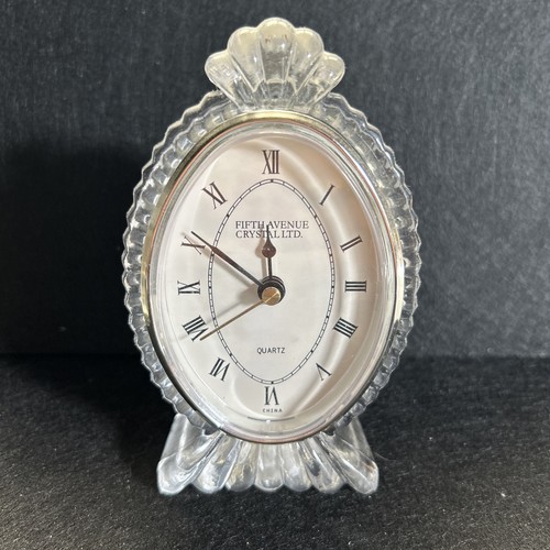 Vintage Fifth Avenue Crystal 5 1/2” Oval Quartz Clock - Needs Battery ...