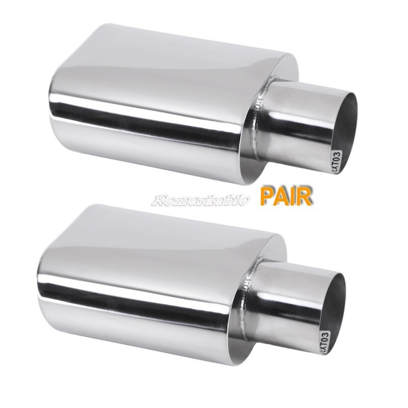 Inlet 2.5" 5.5''x3'' 9" Length Stainless Steel Rolled Edge Oval Exhaust ...