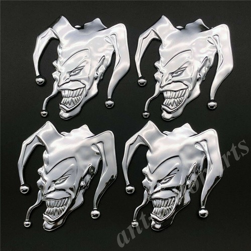 4x Chrome Metal The Joker Wicked Clown Trunk Emblem Badge Decal ...