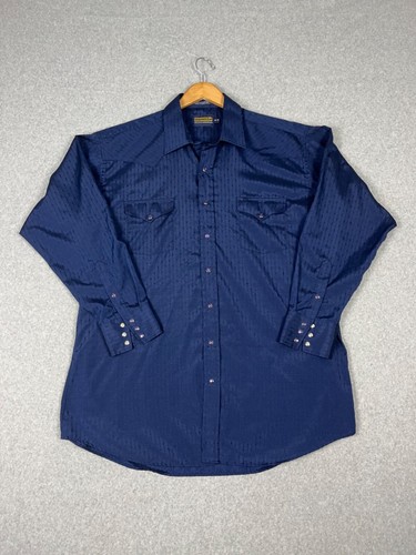 Panhandle Slim Shirt Mens XL Blue Long Sleeve Western Pearl Snap Cowboy ...
