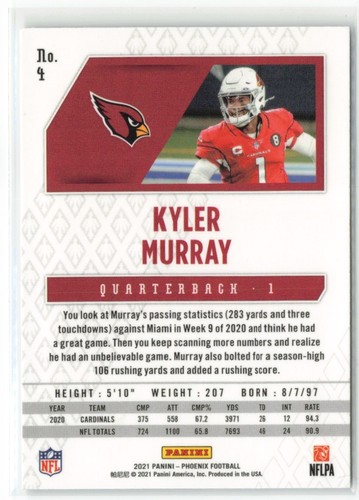 2021 Panini Phoenix Kyler Murray Arizona Cardinals #4 | eBay