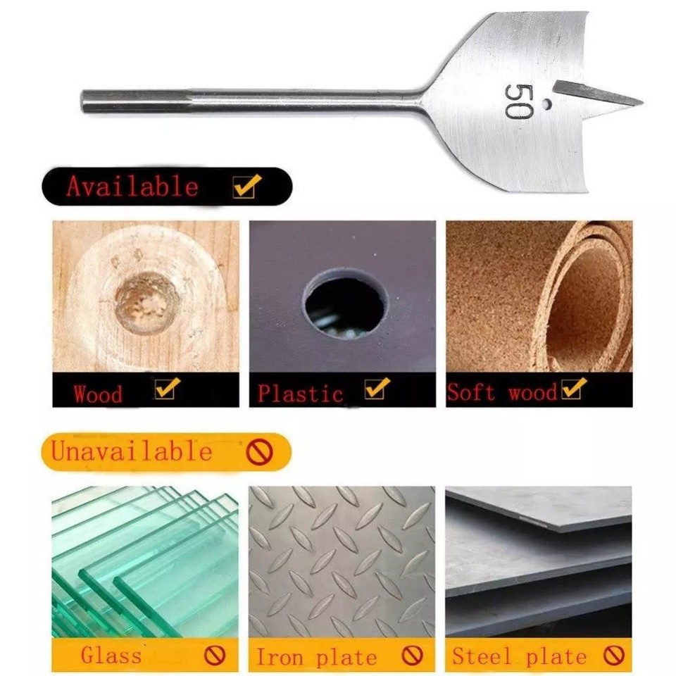 16pc Quick Change Hexagonal Handle Three Pointed Woodworking Flat Drill ...