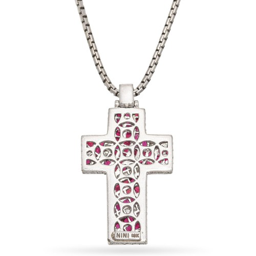 Nini Collection 18k White Gold Ruby and Diamond Cross Pendant | eBay