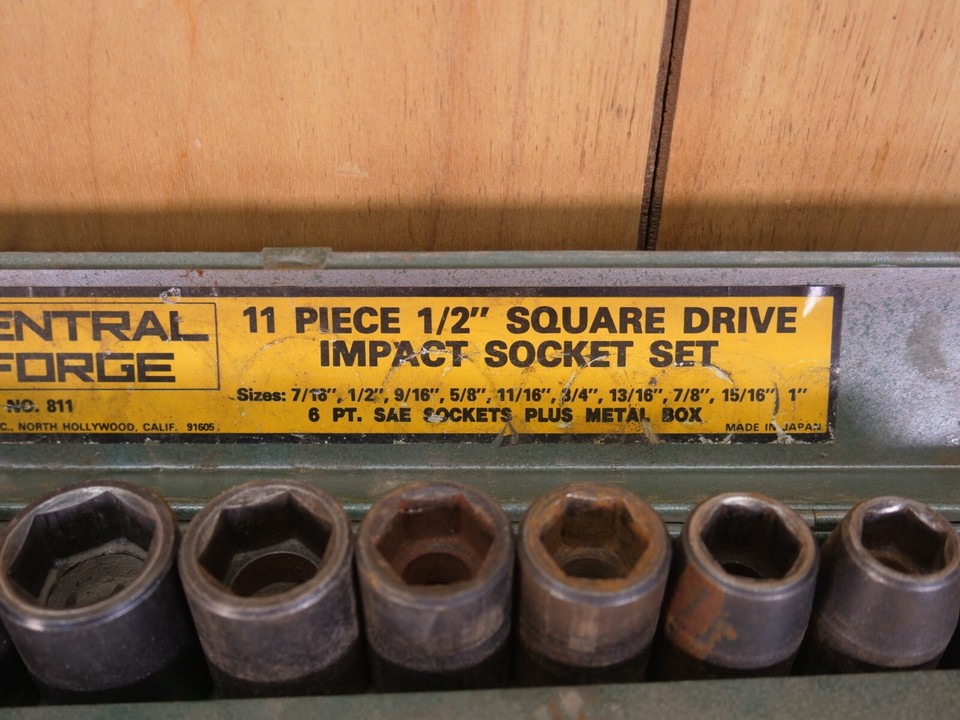Central Forge 811 Impact Socket Set 1/2" Drive 6-Point 10 pieces & CASE ...