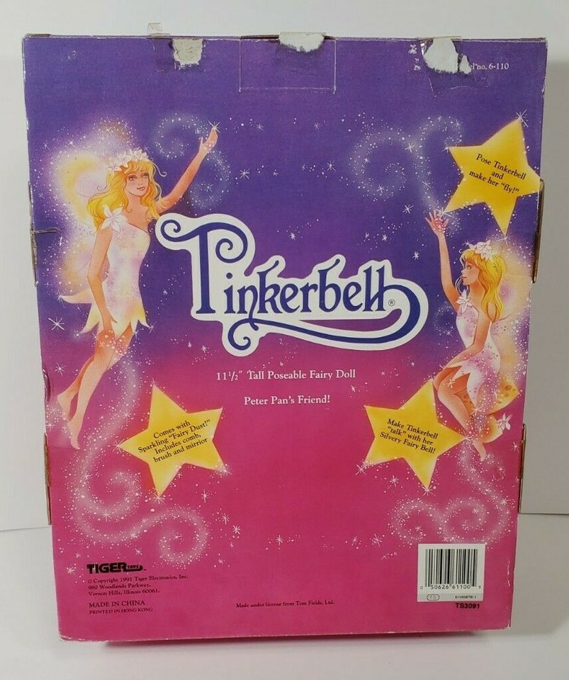 NEW 1991 Tinkerbell 11 1/2" Poseable Fairy Doll Friend of Peter Pan by ...