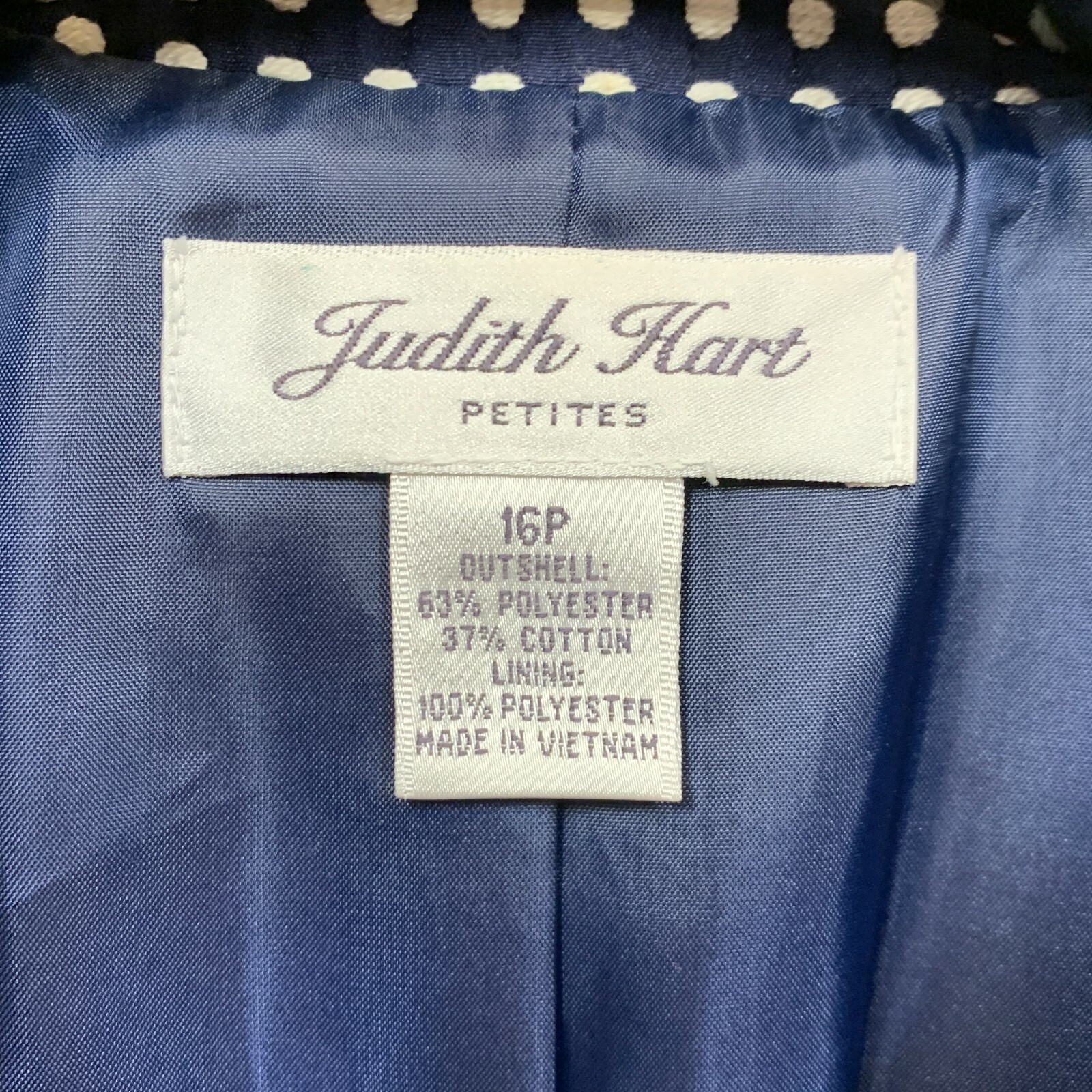Judith Hart Petites Navy Blue White Polka Dot Ladies … - Gem
