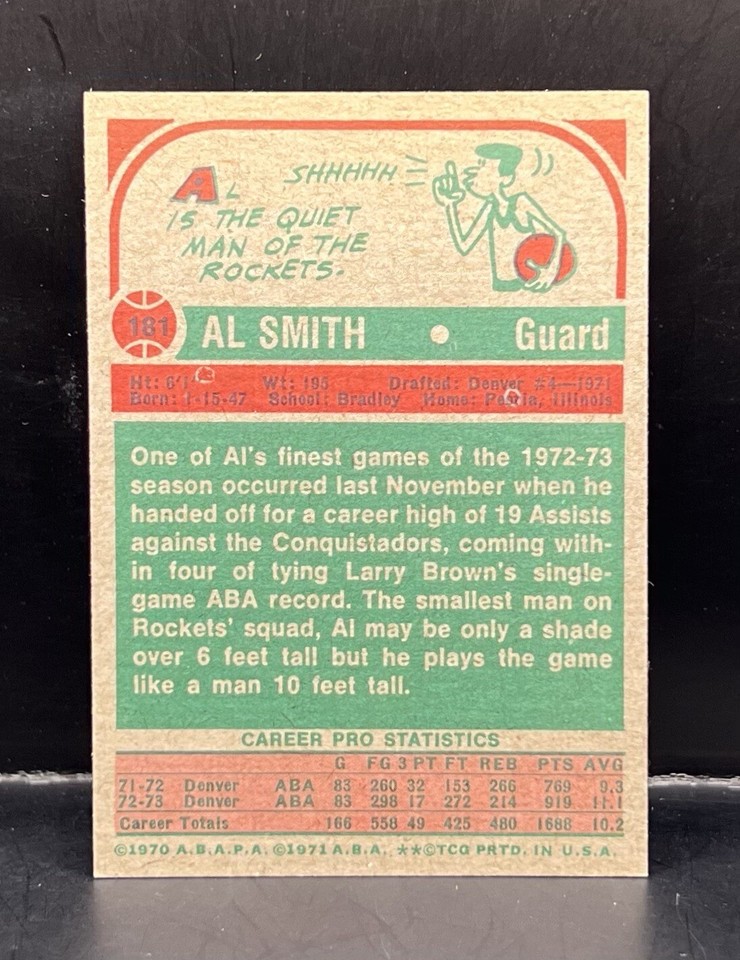 1973-74 TOPPS AL SMITH #181 HOUSTON ROCKETS | eBay
