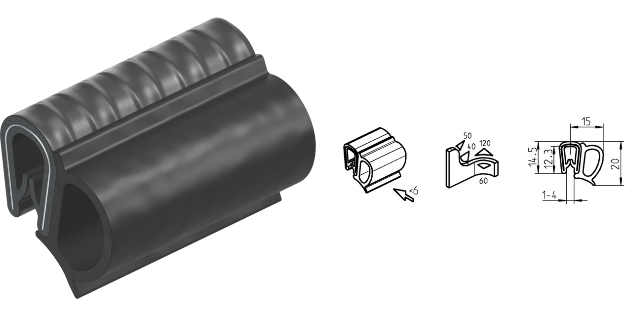 1011-23 EMKA PVC Sponge Rubber EPDM Gasketing Edge Protection Profile ...