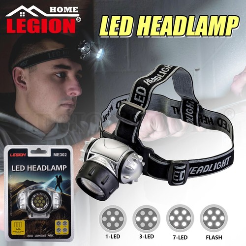 LED Head Torch Headlamp with Adjustable Strap AAA Battery Operated for ...