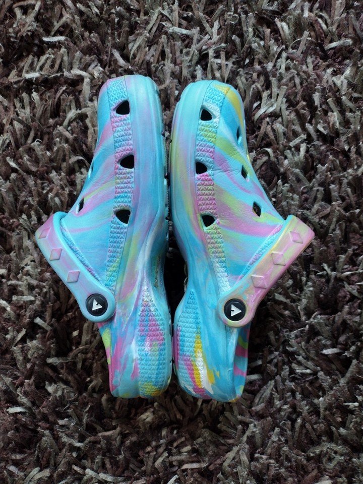 Airwalk Marbled Blue Tie Dye Slip On Croc Like Rubber Clogs Women's 7 ...