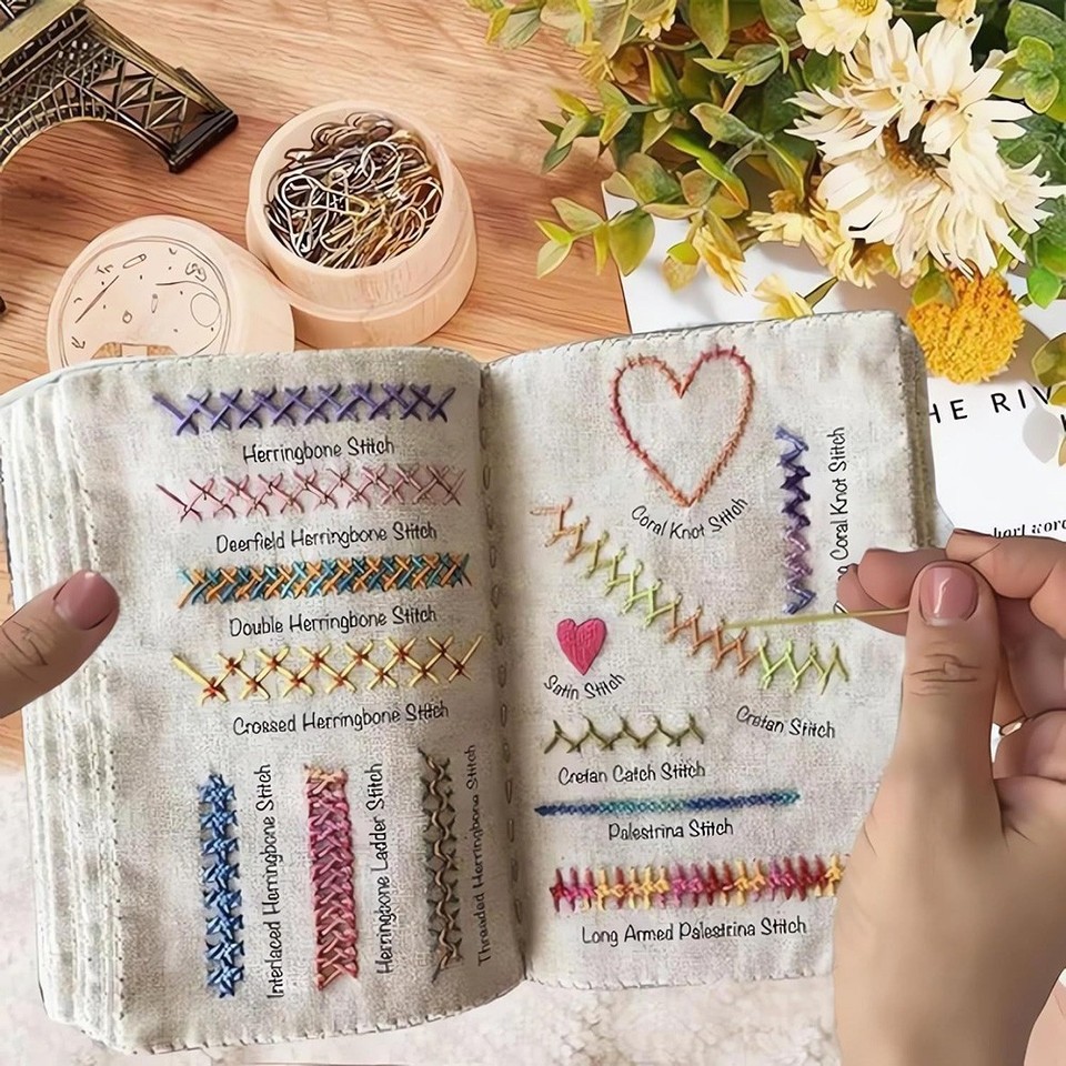 Embroidery Craft Kit 106 Illustrated Stitch Patterns Fabric Book ...