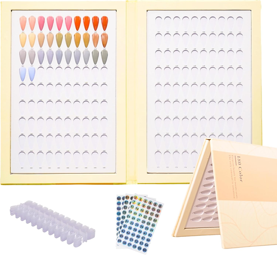 Acycoin2A 180 Nail Color Display Book Chart with 240 Nail Tips (B Style ...