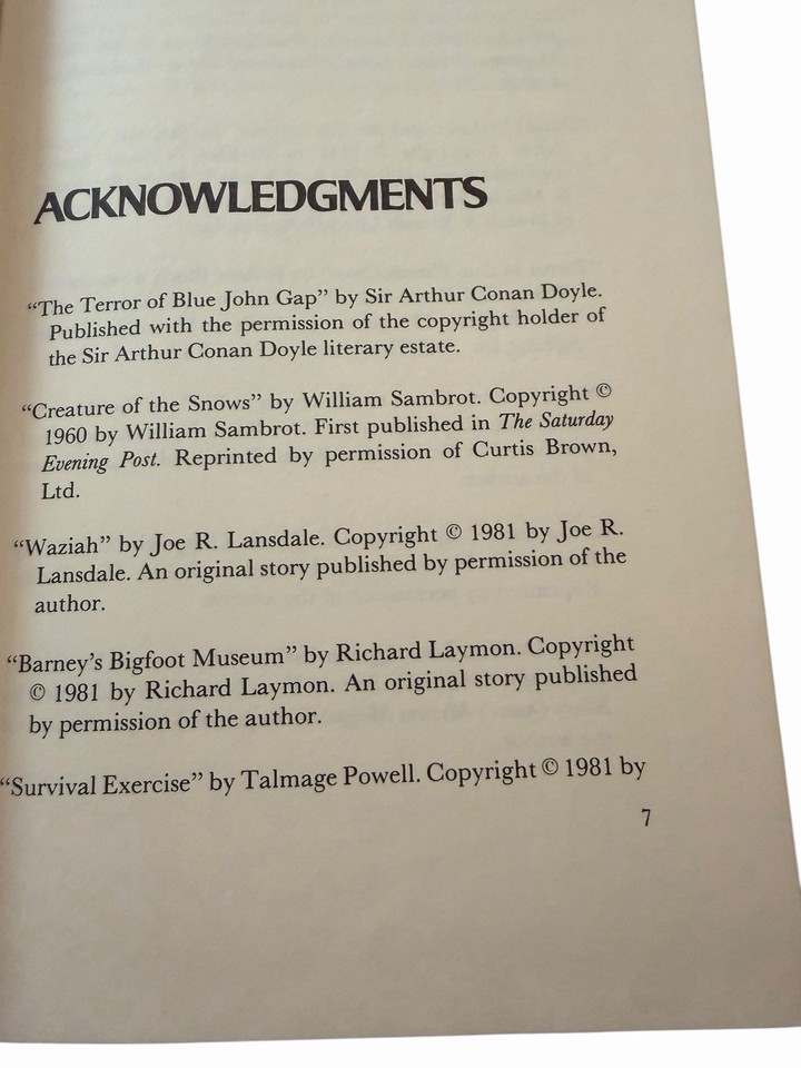 (Signed Copy) CREATURE! A Chrestomathy of Monstery Bill Pronzini 1981 ...