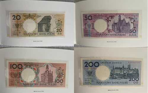 Poland set 9 banknotes 1 2 5 10 20 50 100 200 500 Zlotych 1990 UNC P ...
