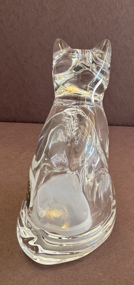 VINTAGE Lenox Lead Crystal Clear Glass Cat 3" Figurine Hand CRAFTED ...