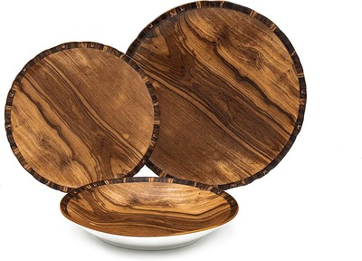 Godinger Dinnerware Set with 4 Dinner Plates, 4 Salad 4 Brown, Black | eBay