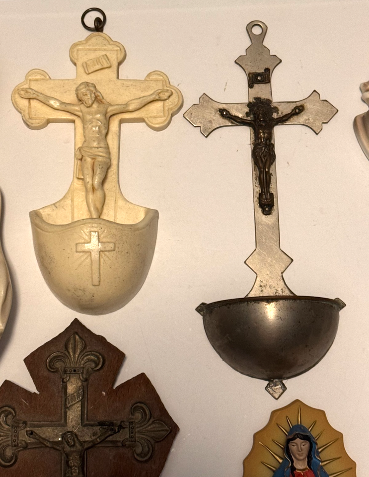 LOT OF 16 ANTIQUE & VINTAGE CATHOLIC RELIGIOUS HOLY WATER FONTS WOW ...