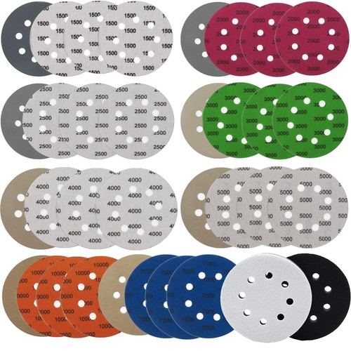 32pcs Sandpaper 8 Hole 5 inch Sanding Discs Hook and Loop 1500-10000 ...