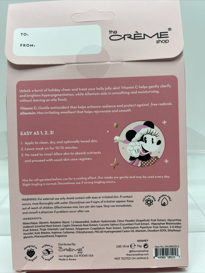 Creme Shop Essence Sheet Face Mask Disney Minnie Mouse Vitamin C Gift ...
