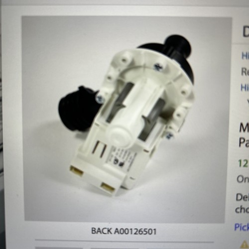 A00126501 Electrolux Dishwasher Drain Pump Frigidaire (Old PT ...
