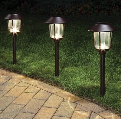SmartYard Solar Warm White LED Pathway Lights Pack of 6, Bronze Finish ...